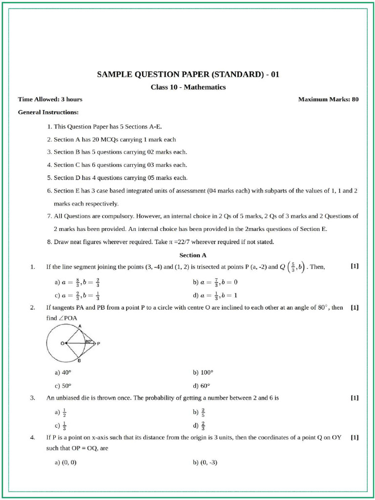 Mathematics (Standard) 2023 Set - 1 | PDF