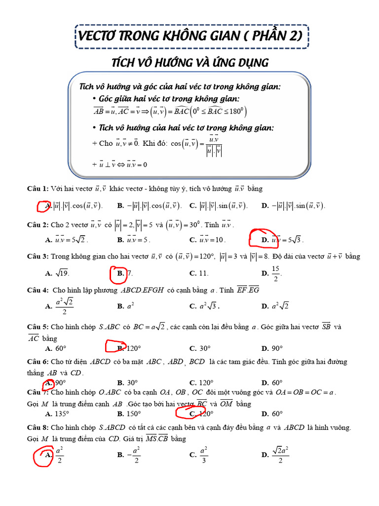 Tài liệu - Vecto trong không gian (Phần 2) | PDF