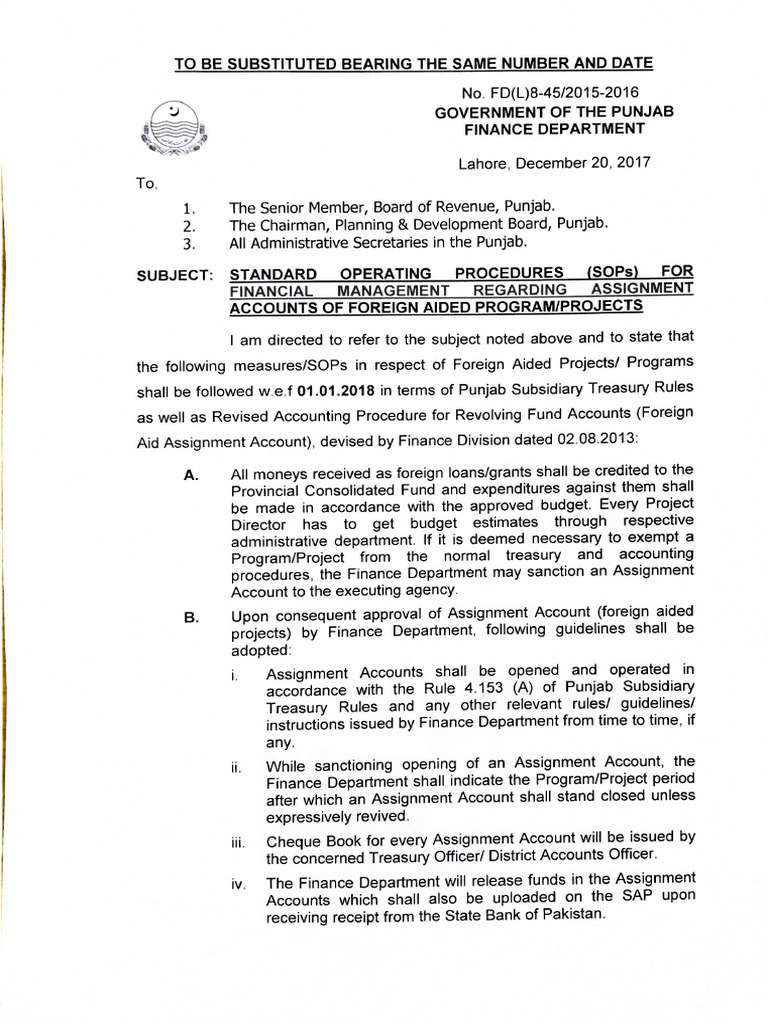 Revised SOPs of RFA | PDF