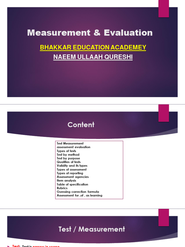 Measurement & Evaluation | PDF | Multiple Choice | Validity (Statistics)