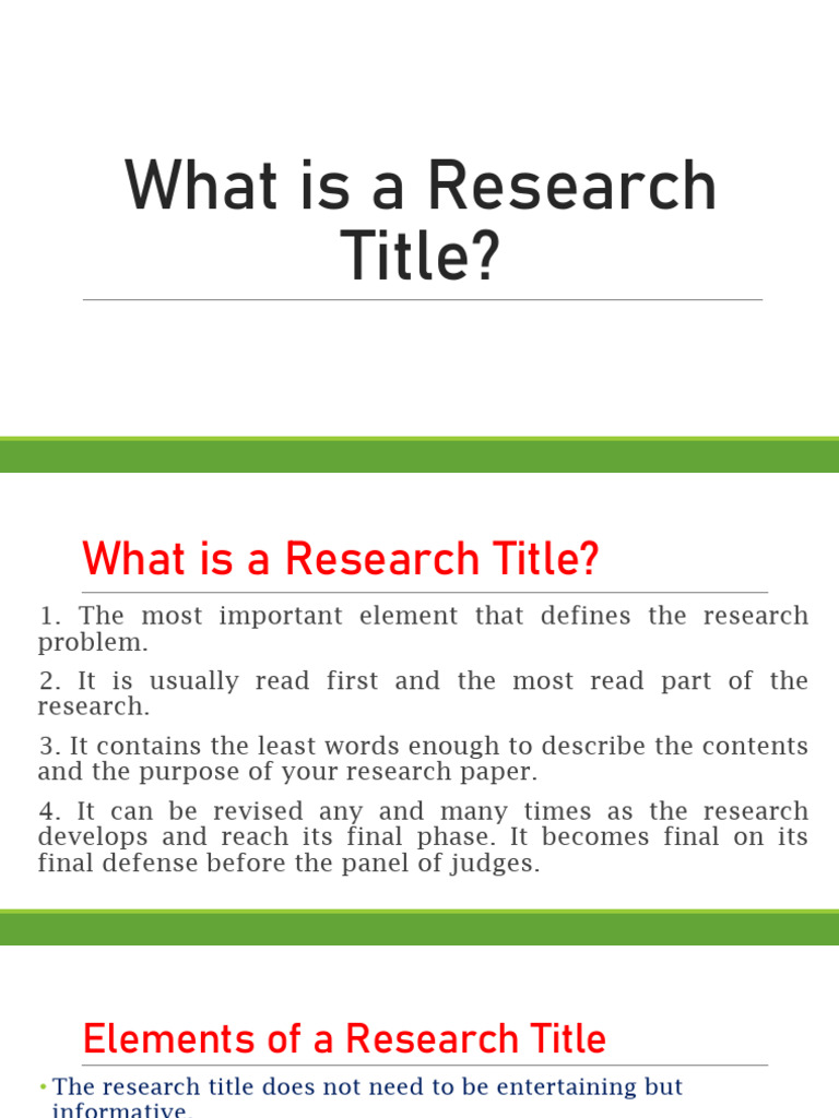 What-is-a-Research-Title | PDF | Information | Communication