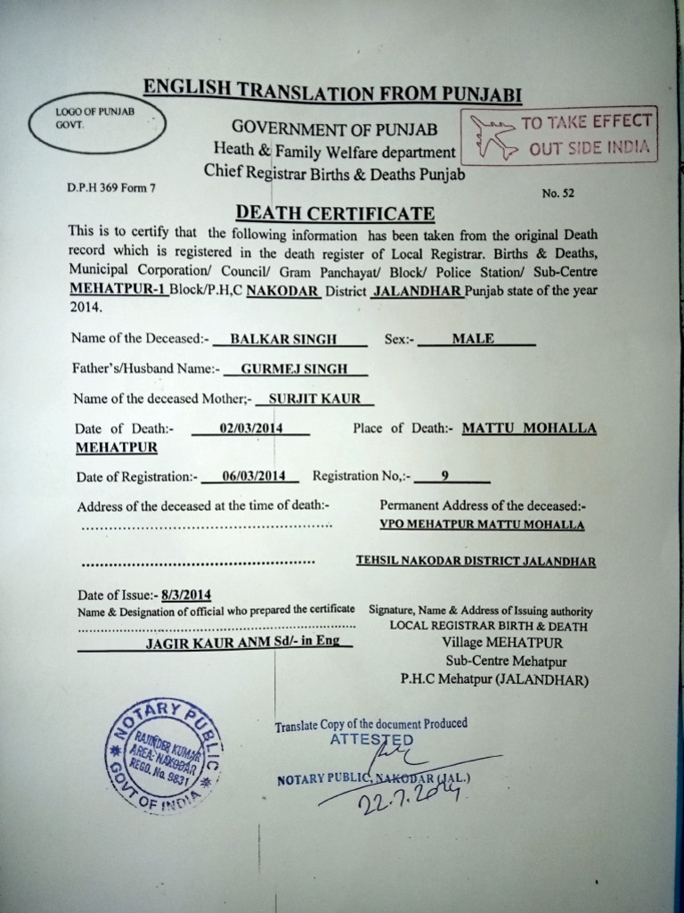 Death Certificate | PDF