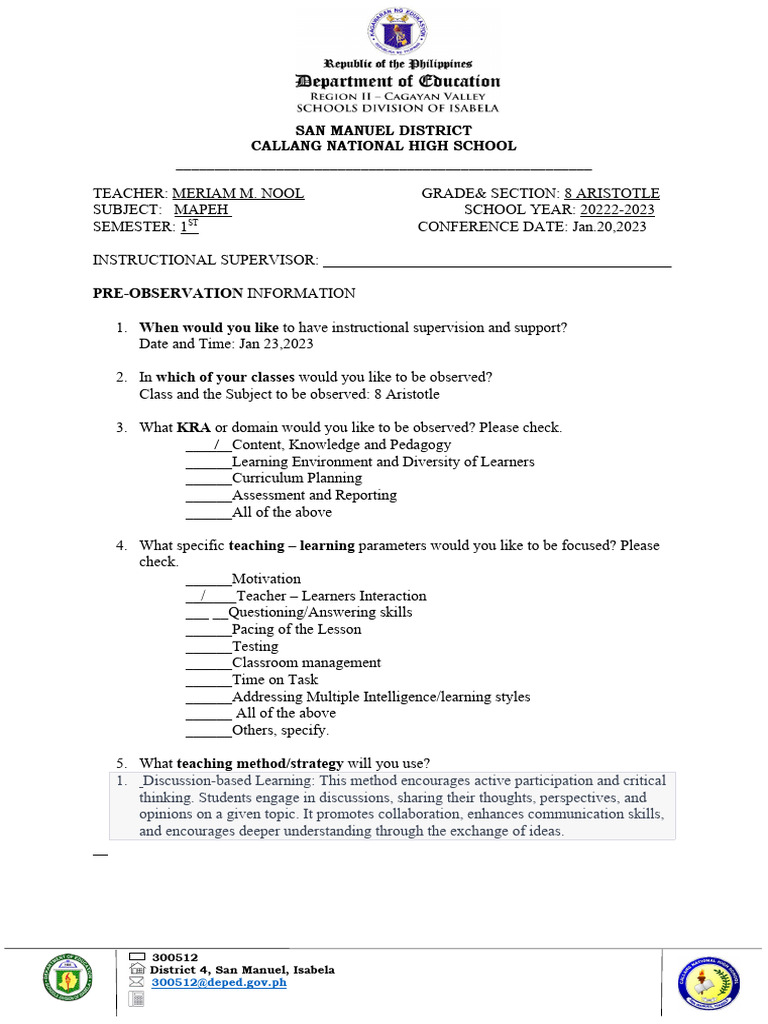 Pre-Post-Conference-Forms (1) 2022-2023 MER | PDF | Mentorship | Learning