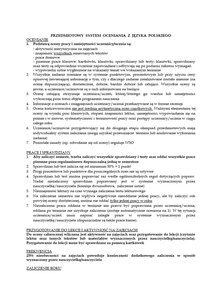 Pzo Polski Podst DominikaSiedlecka Klasa1 | PDF