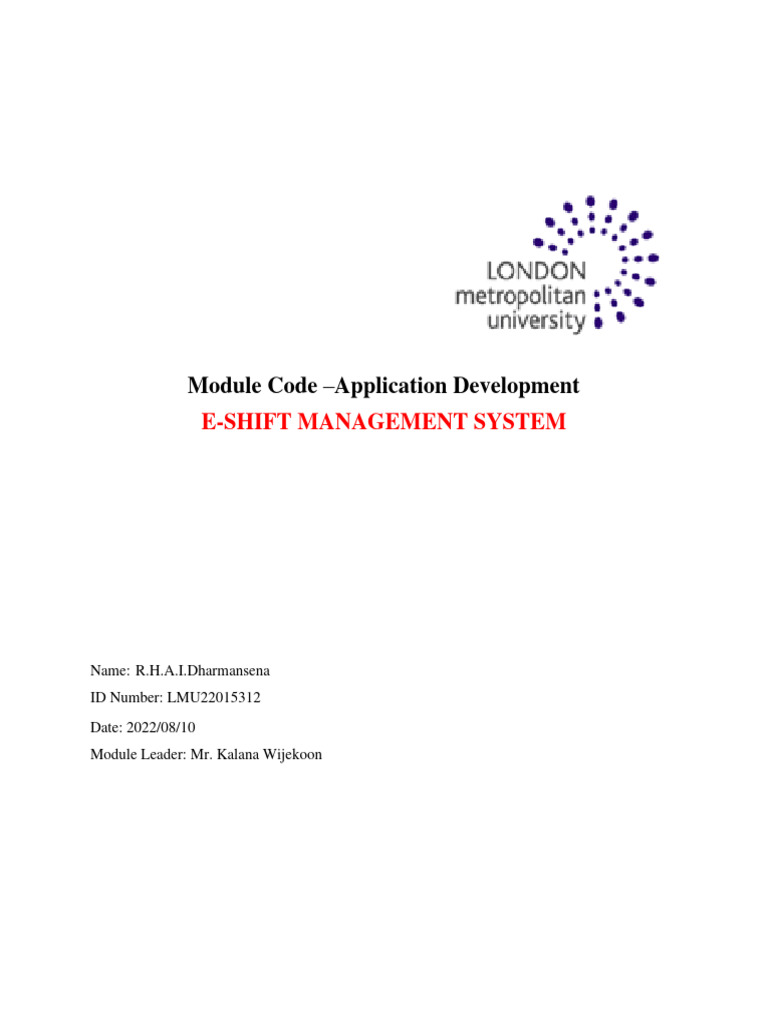 Eshift Management System Document | PDF | Use Case | Login