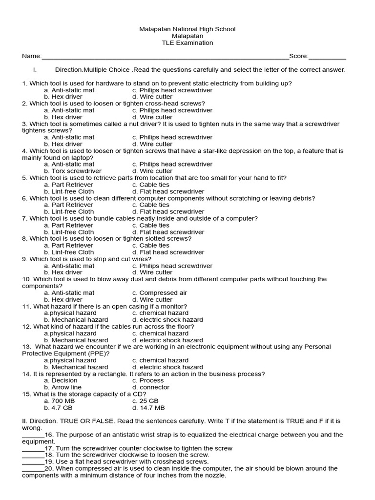 G 7 Tle Examcomputer Hrdware | PDF | Usb Flash Drive | Flash Memory