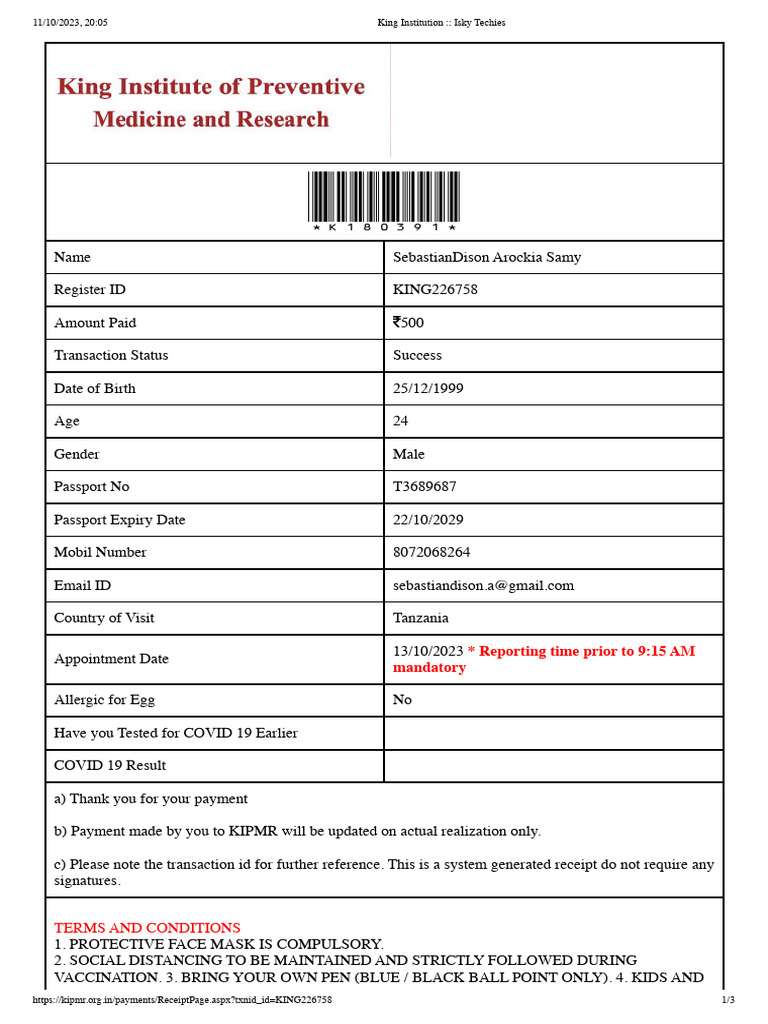 King Institution - Isky Techies | PDF | Allergy | Vaccines