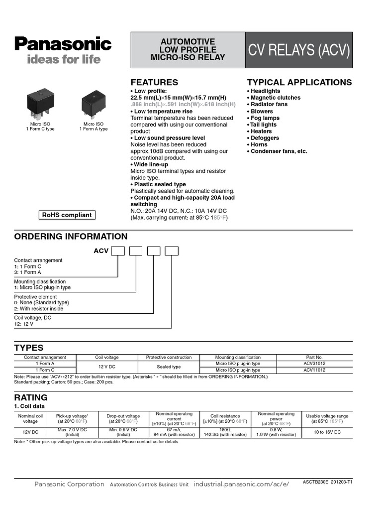 CV (ACV) - Series - Relay | PDF | Relay | Electrical Resistance And ...