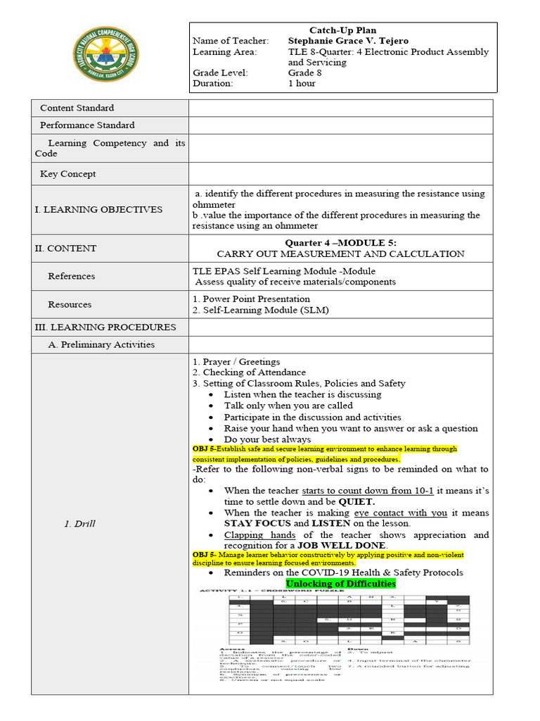 Epas Reading of Ohmmeter Scale | PDF | Teachers | Learning