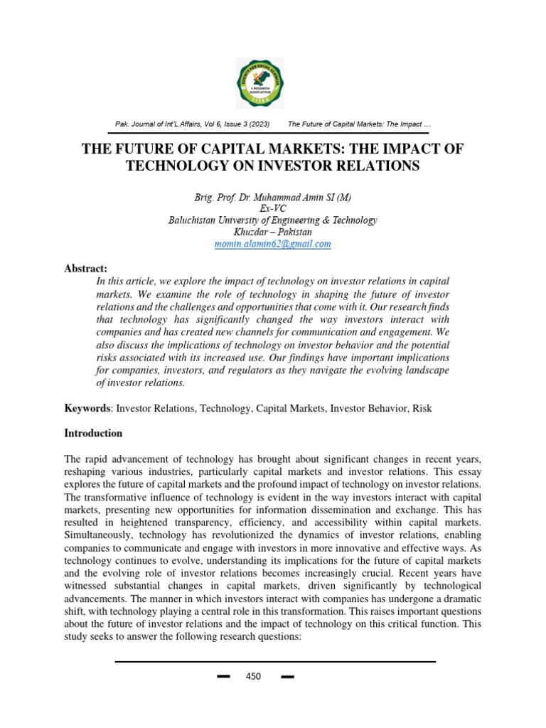 30 The Future of Capital Markets The Impact of Technology On Investor ...