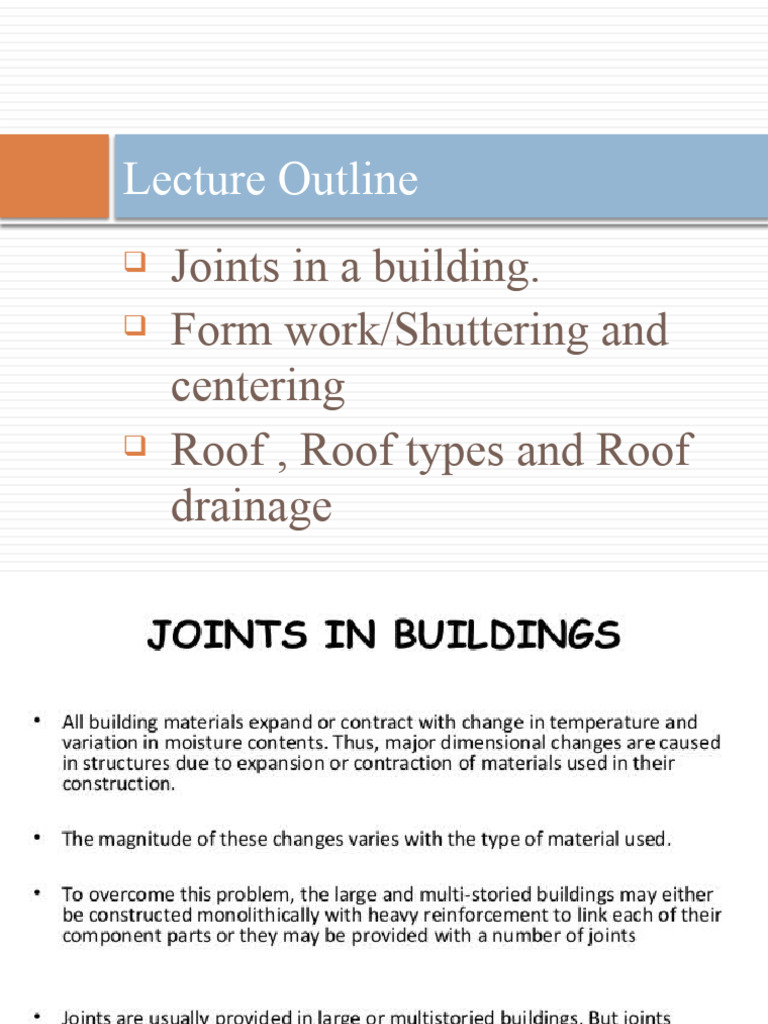 Joints and Form Work | PDF | Roof | Concrete