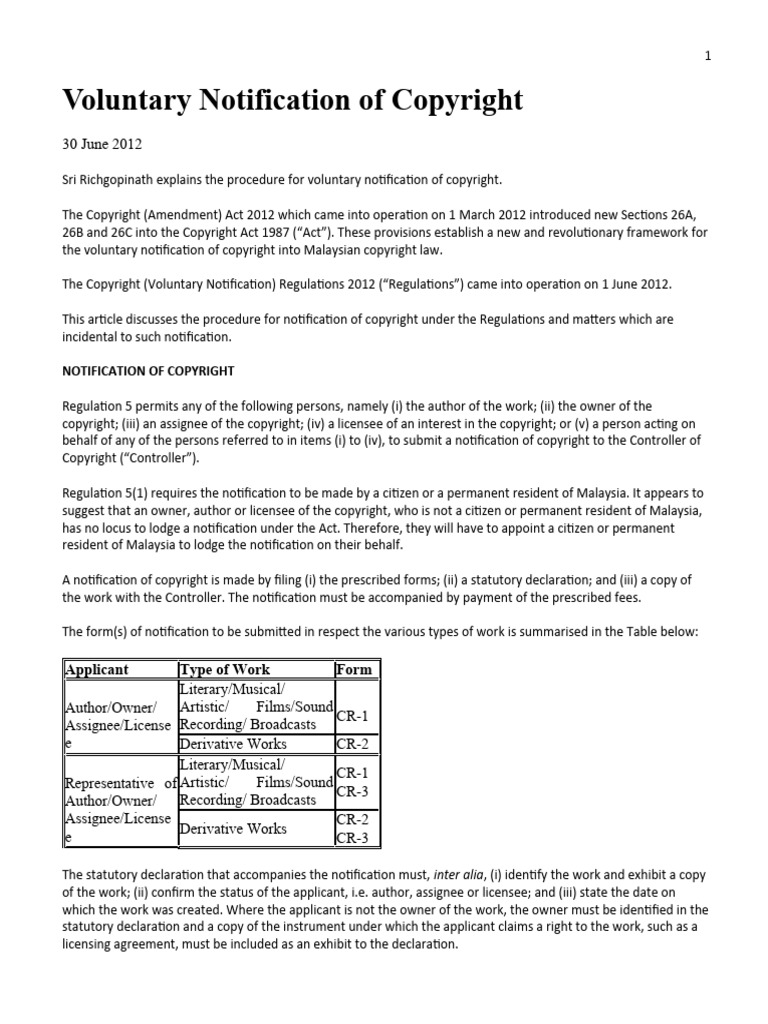 (P) Voluntary Notification of Copyright | PDF | Copyright | License