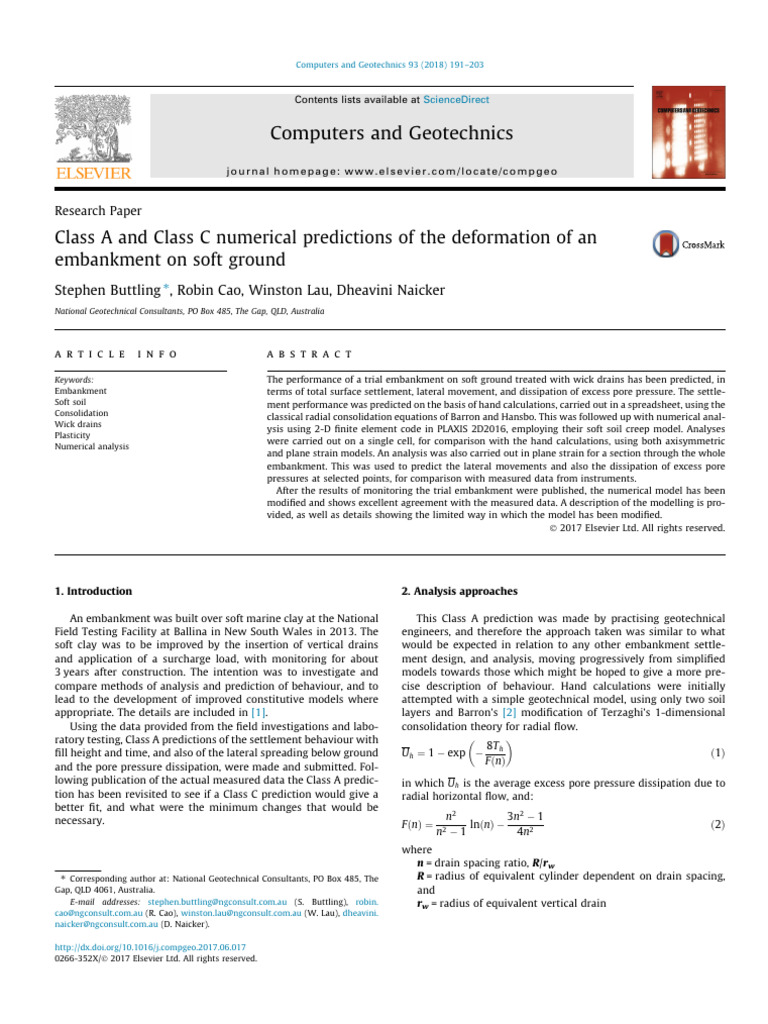 Embankment Deformation Predictions on Soft Soil | PDF | Soil | Applied ...