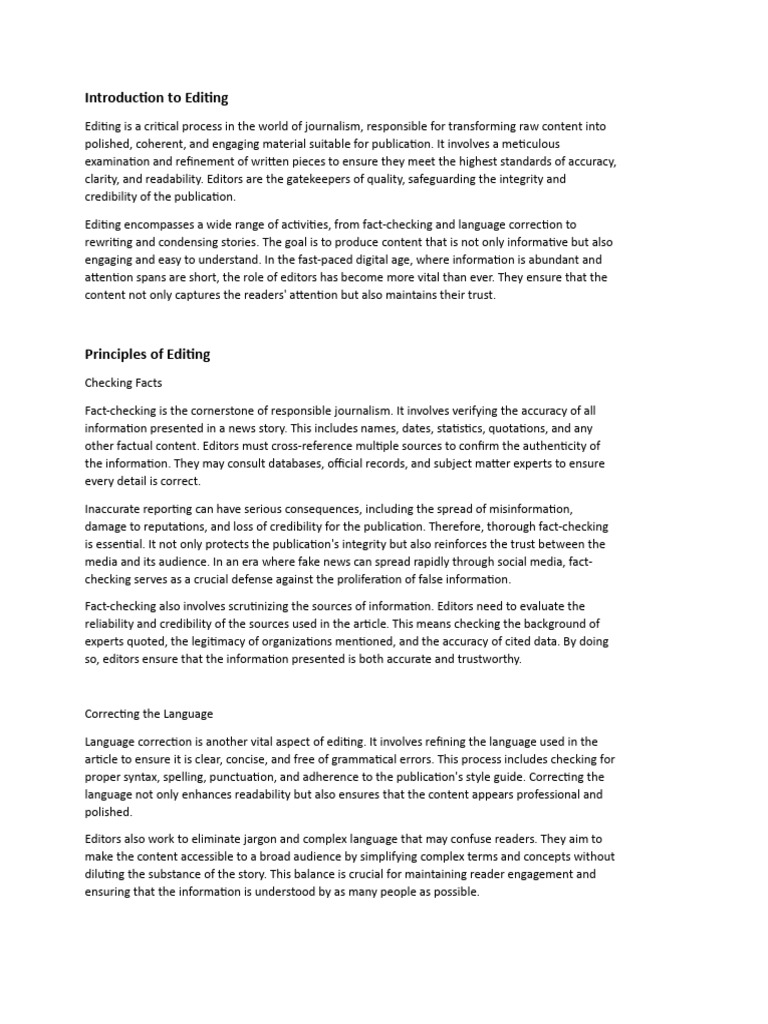 Essential Editing Techniques for Journalism | PDF | Editing | Infographics