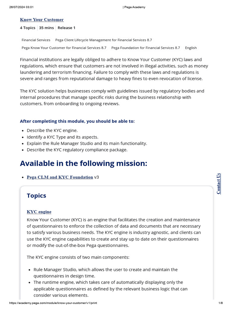 KYC - TYPES - KYC - TYPES - CATEGORIES - Pega Academy | PDF ...