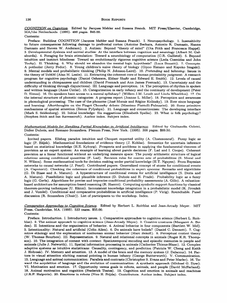 Mathematical Models For Handling Partial Knowledge in Arti 1996 ...