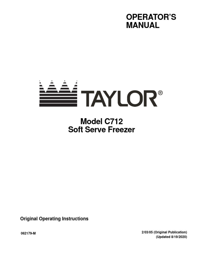 Taylor C712 SoftServeFreezer Manual 1 | PDF | Refrigerator | Manufactured Goods