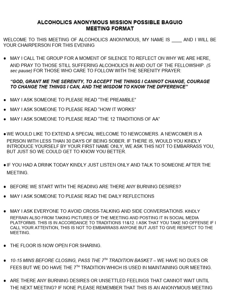 AA Meeting Guide for Newcomers | PDF | Religion & Spirituality | Lifestyle