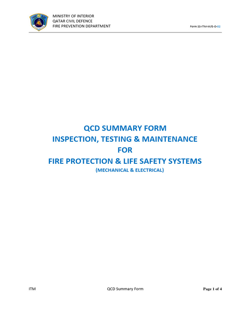 QCD Itm 2-0 - Summary Form | PDF | Firefighting | Safety