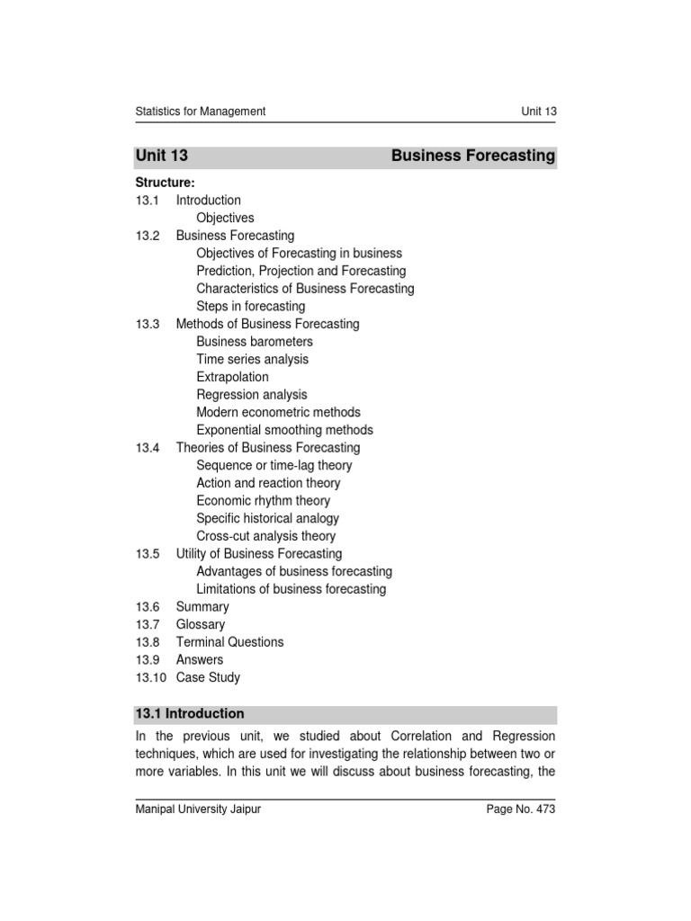 Unit 13 - Business Forecasting | PDF | Cost Of Living | Forecasting Unit 13 - Business Forecasting | PDF | Cost Of Living | Forecasting