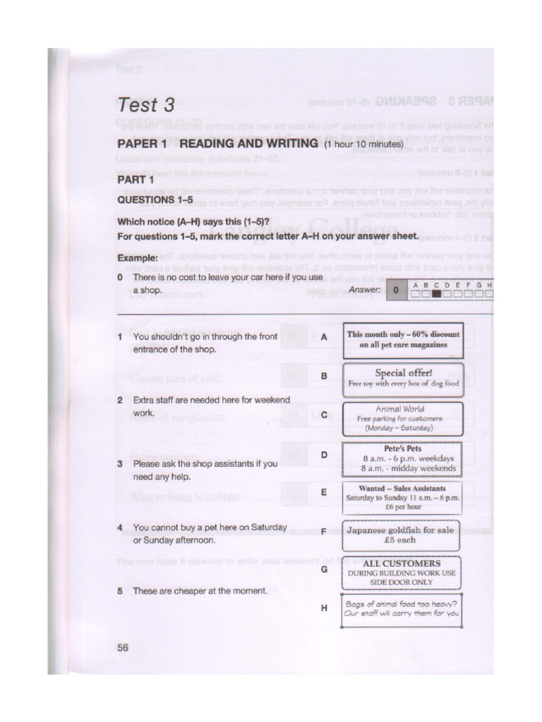 Cambridge KEY 7 Test Book-1 | PDF