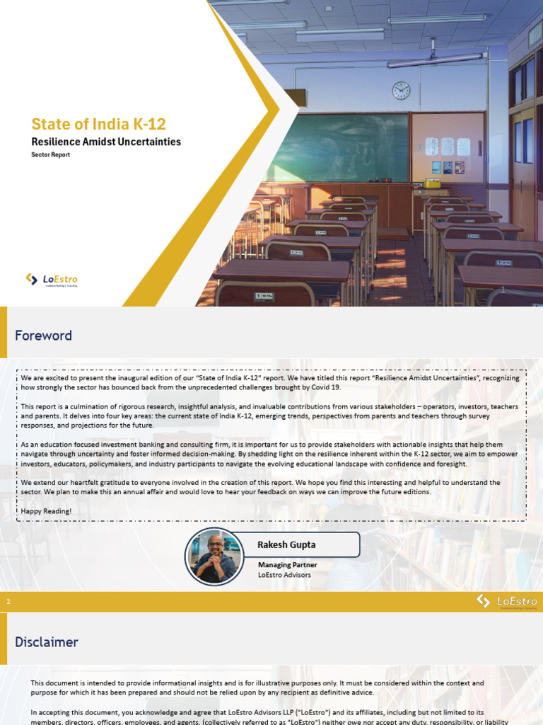 State of India K-12 - Report | PDF | Teachers | Curriculum