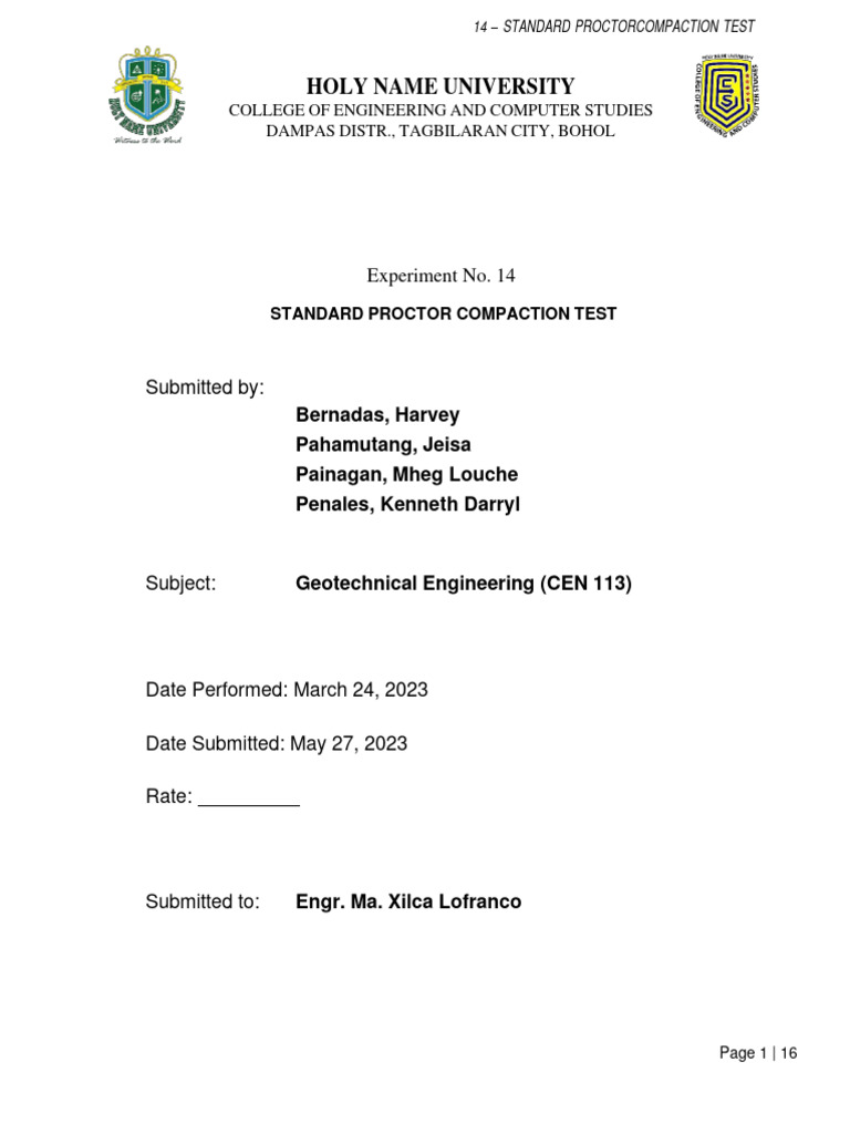 14 Standard Proctor Compaction Test | PDF | Soil Science | Soil