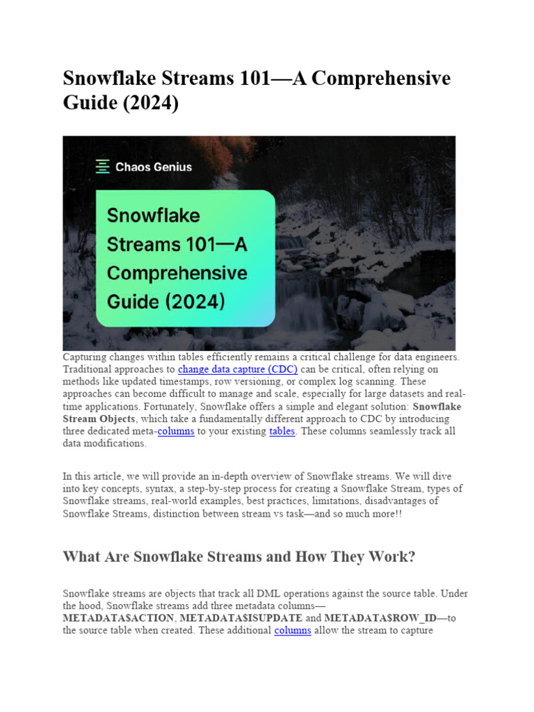 Snowflake Streams 101 | PDF | Metadata | Databases Snowflake Streams 101 | PDF | Metadata | Databases