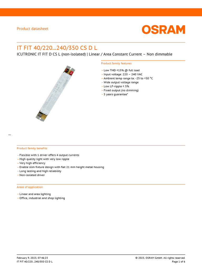 F1 Driver Data Sheet - IT - FIT - 40 - 220... 240 - 350 - CS - D - L | PDF | Communication ...