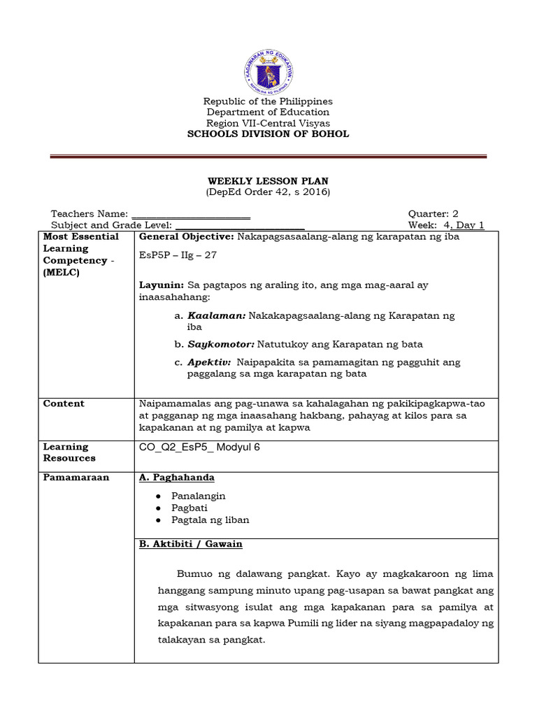 ESP5 Q2 PLP4 D1-5 v.01 | PDF