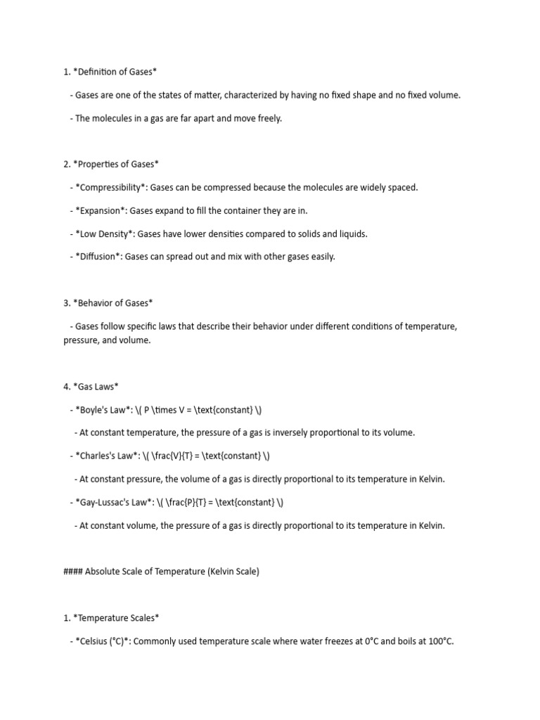Notes SOM | PDF | Gases | Temperature