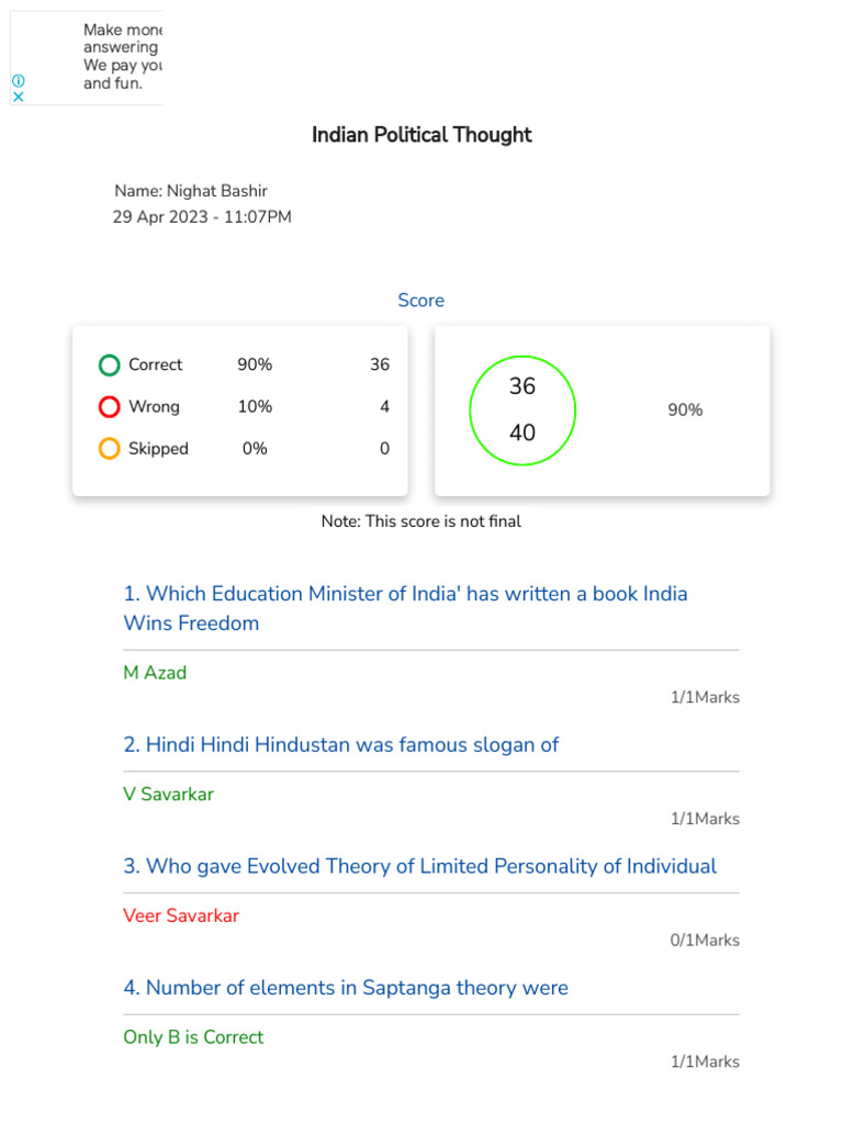 Indian Pol Thought | PDF | Mahatma Gandhi | Jawaharlal Nehru