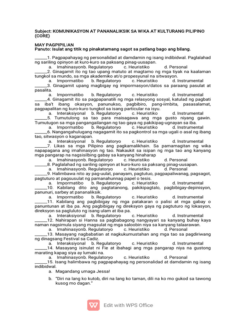 3rd Summative CORE | PDF