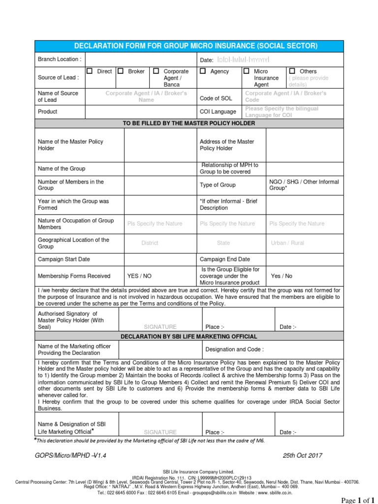 Group Ops Micro Insurance Social Sector Declaration 251017 | PDF ...