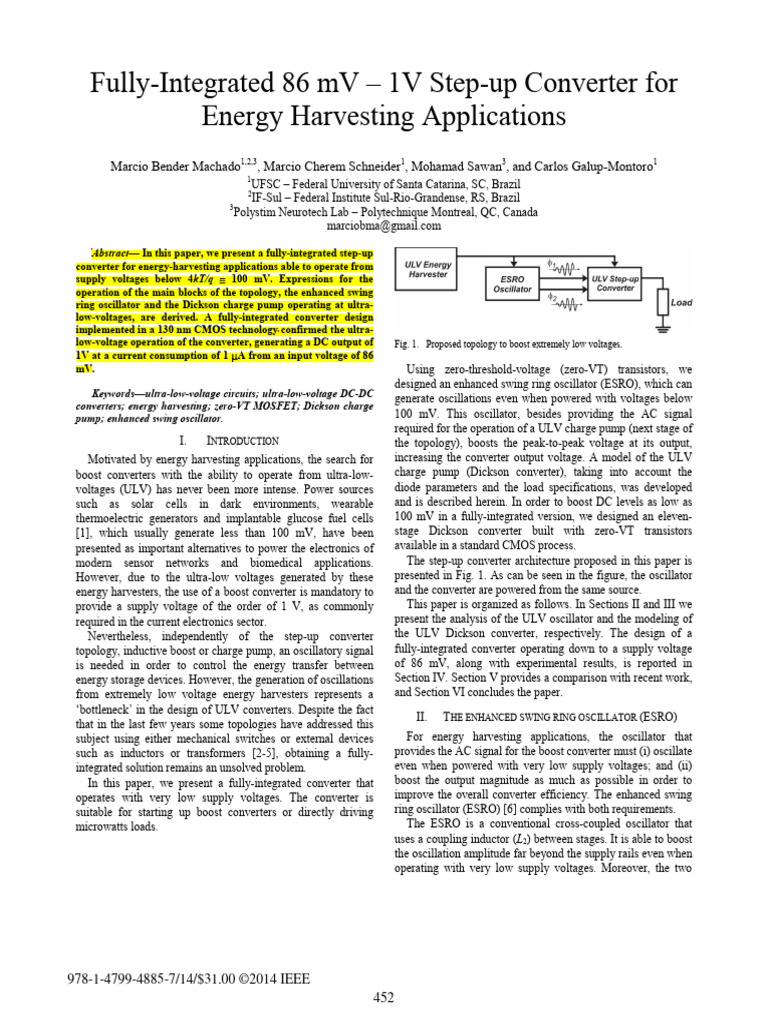 Fully-Integrated 86 MV - 1V Step-Up Converter For Energy Harvesting ...