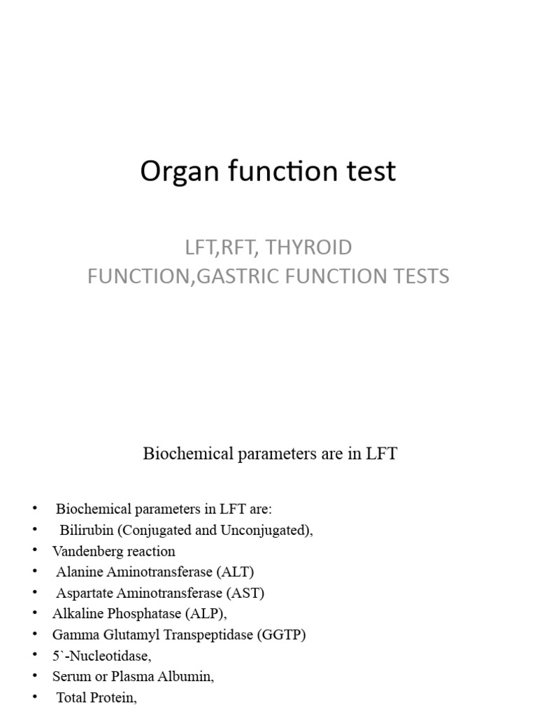 Organ Functional Tests | PDF | Thyroid | Thyroid Stimulating Hormone