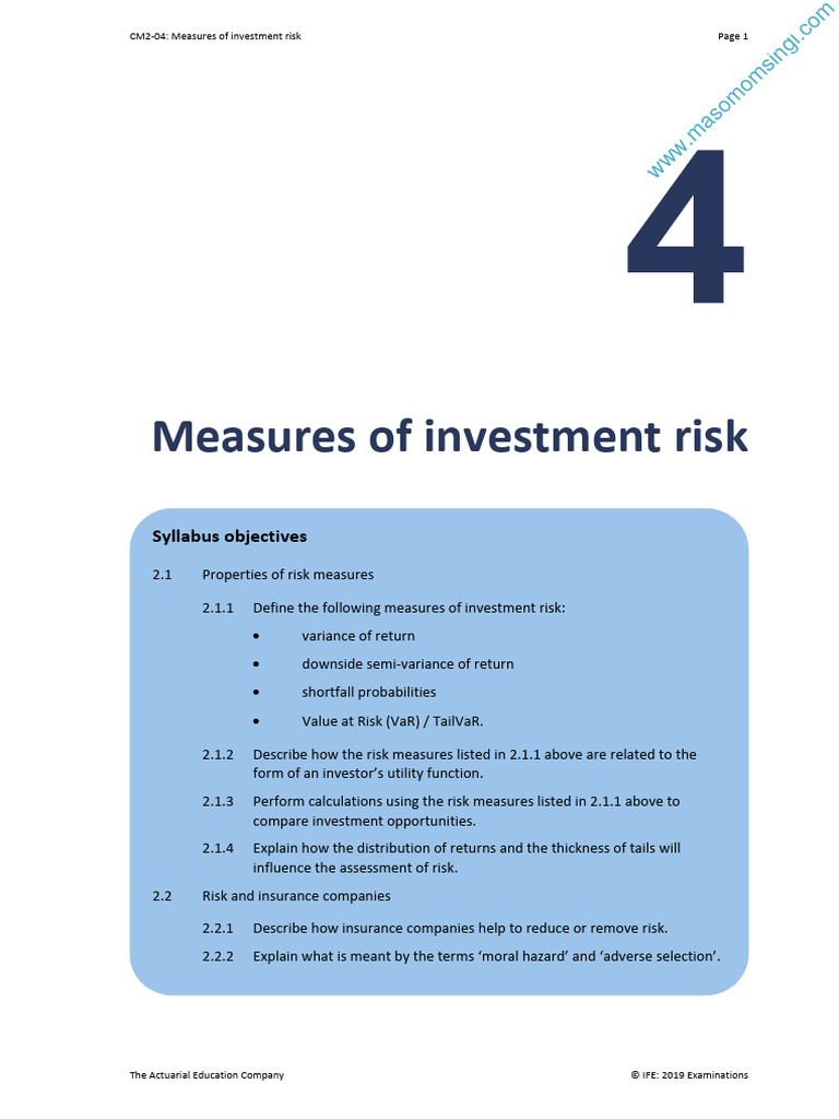 c4 notes | PDF | Value At Risk | Modern Portfolio Theory