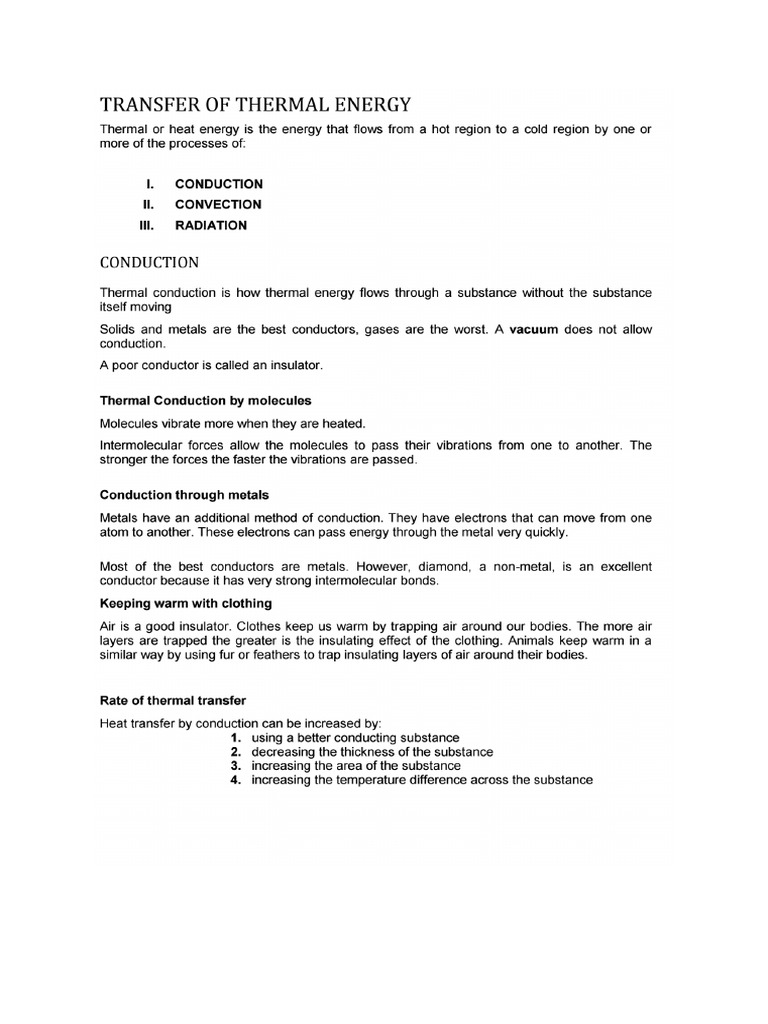 Transfer of Thermal Energy | PDF
