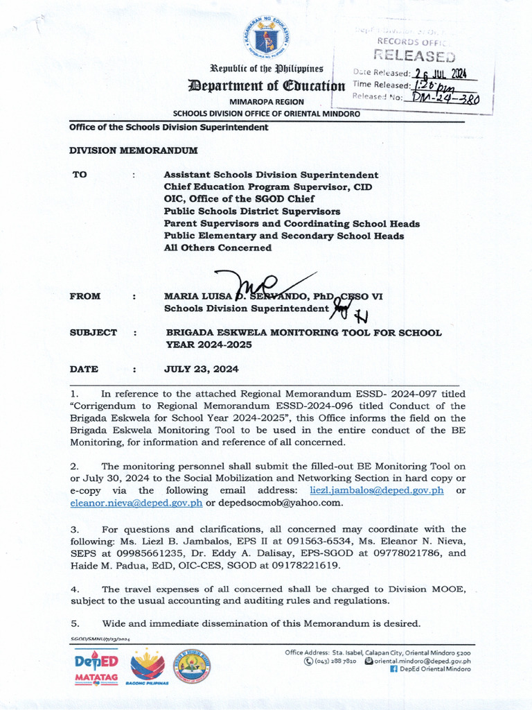 Brigada-Eskwela-Monitoring-Tool-for-School-Year-2024-2025 | PDF