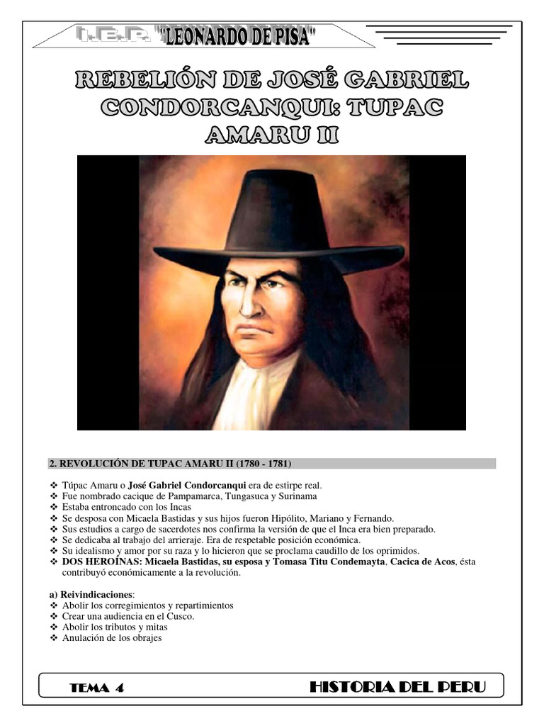 Rebelión de Túpac Amaru Ii | PDF | Perú | Antiguas colonias españolas