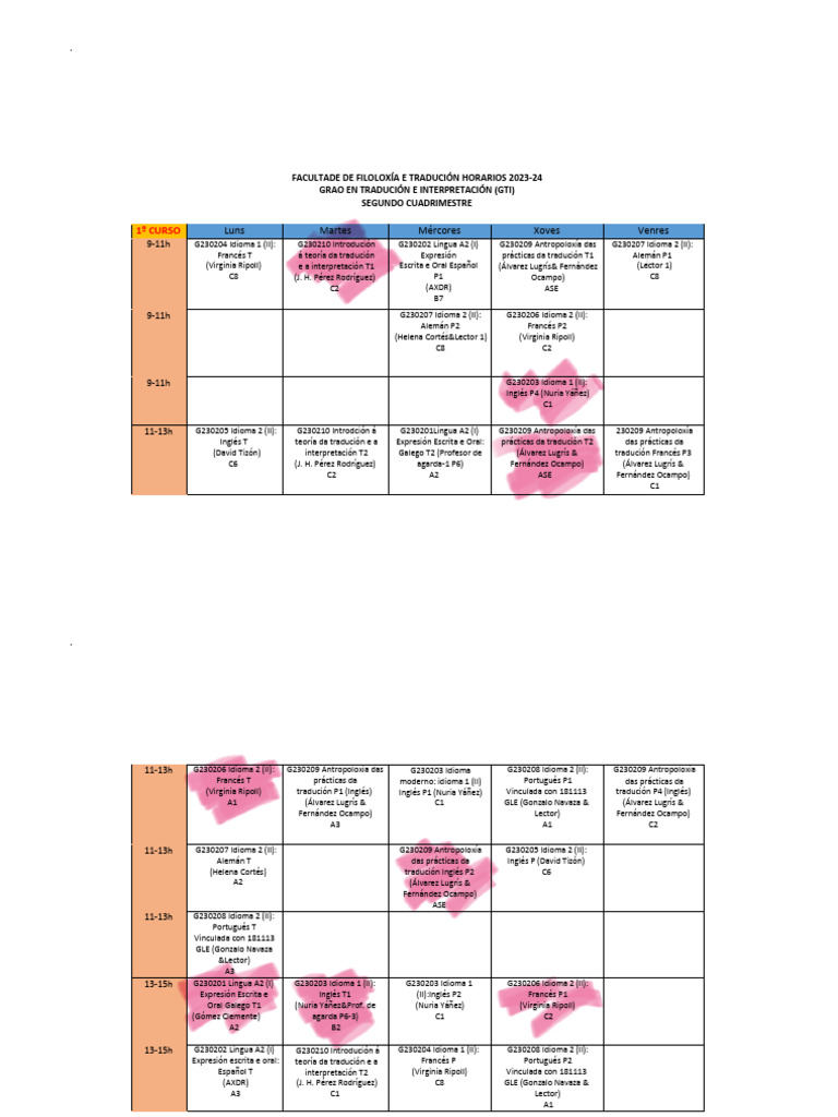 Horarios GTI 2c 2023-24 | PDF