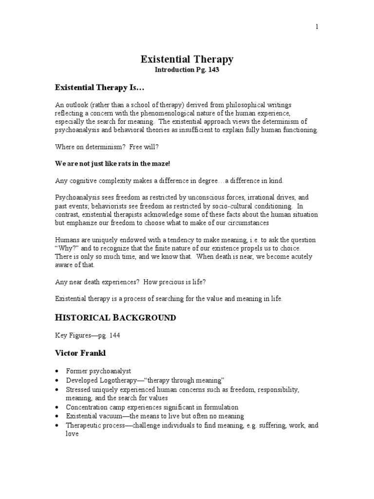 Existential Therapy | PDF | Psychotherapy | Existentialism