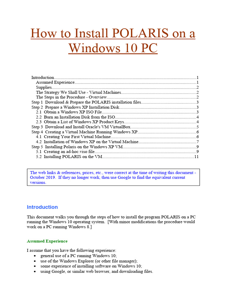 How To Install POLARIS in A Windows 10 PC | PDF | Microsoft Windows | Installation (Computer ...