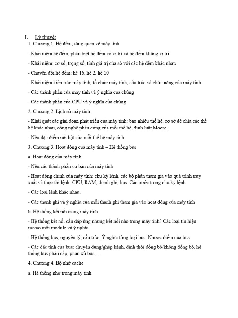 De Cuong On Tap KTMT | PDF