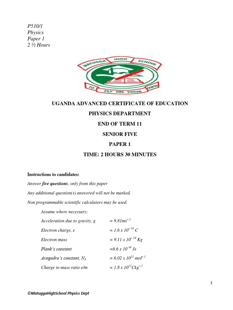 S5 Phy 1 End of Term2 | PDF | Acceleration | Force