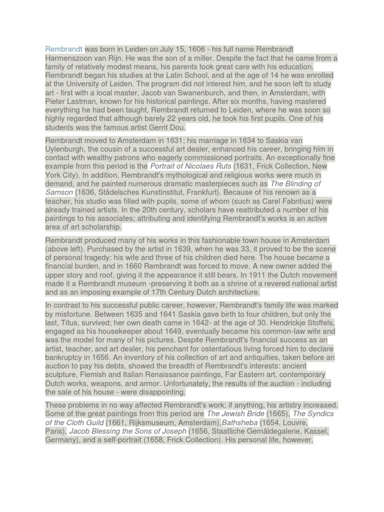 Rembrandt | PDF | Rembrandt | Printmaking