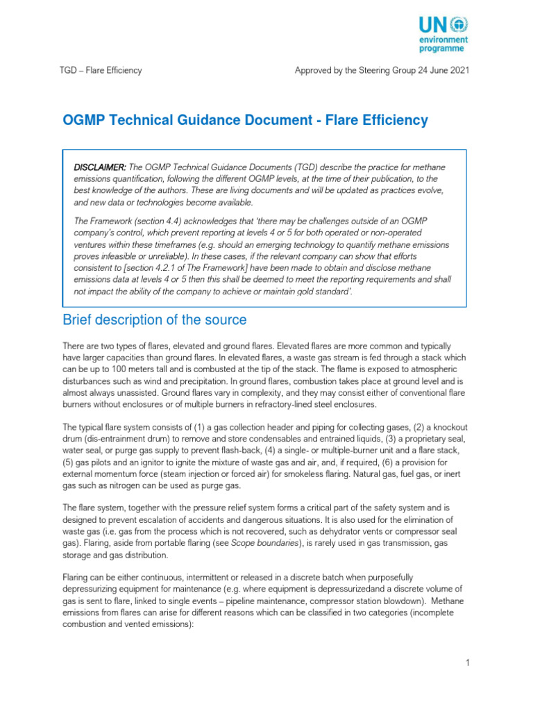 Flare-efficiency-TGD-Approved-by-SG | PDF | Combustion | Flow Measurement