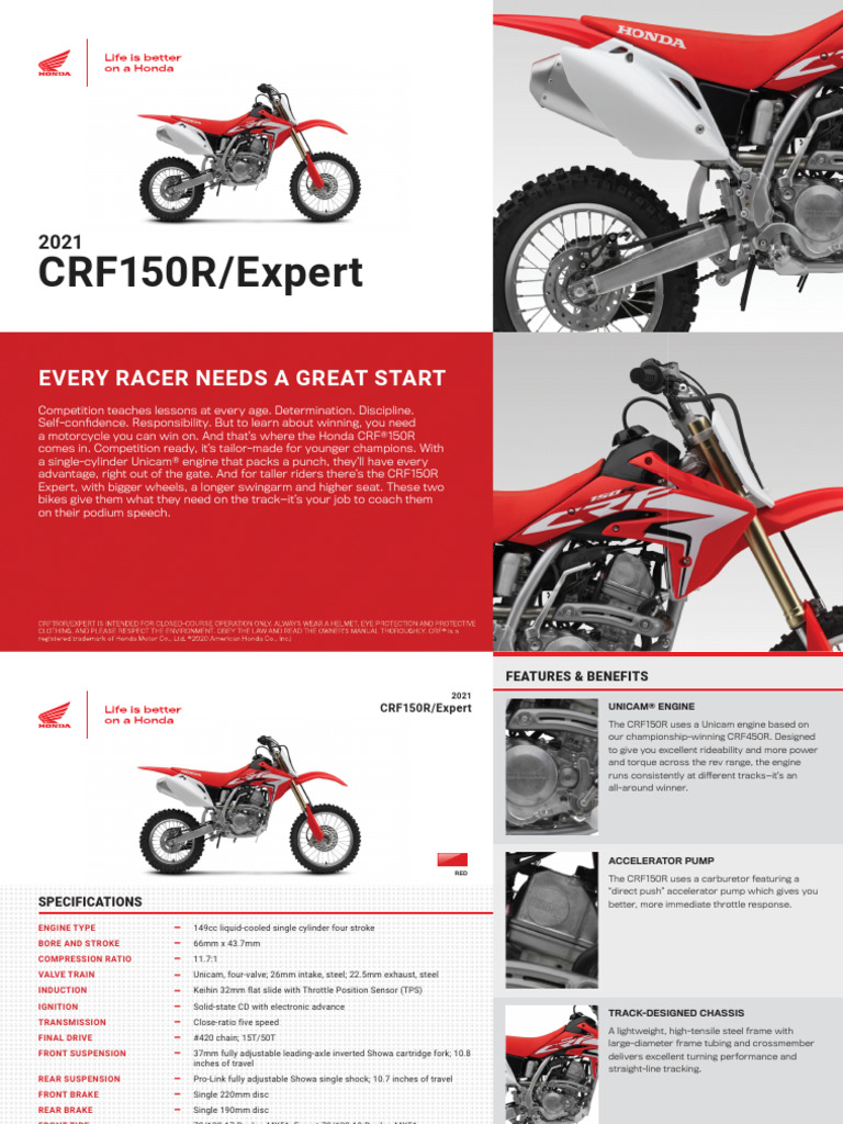 2021-CRF150R-Brochure | PDF | Throttle | Carburetor