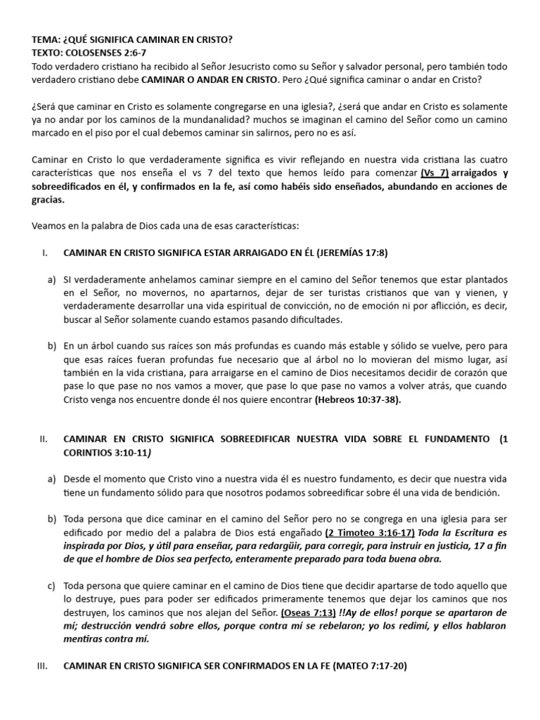 ¿Qué Significa Caminar en Cristo? | PDF | Cristo (título) | Iglesia cristiana