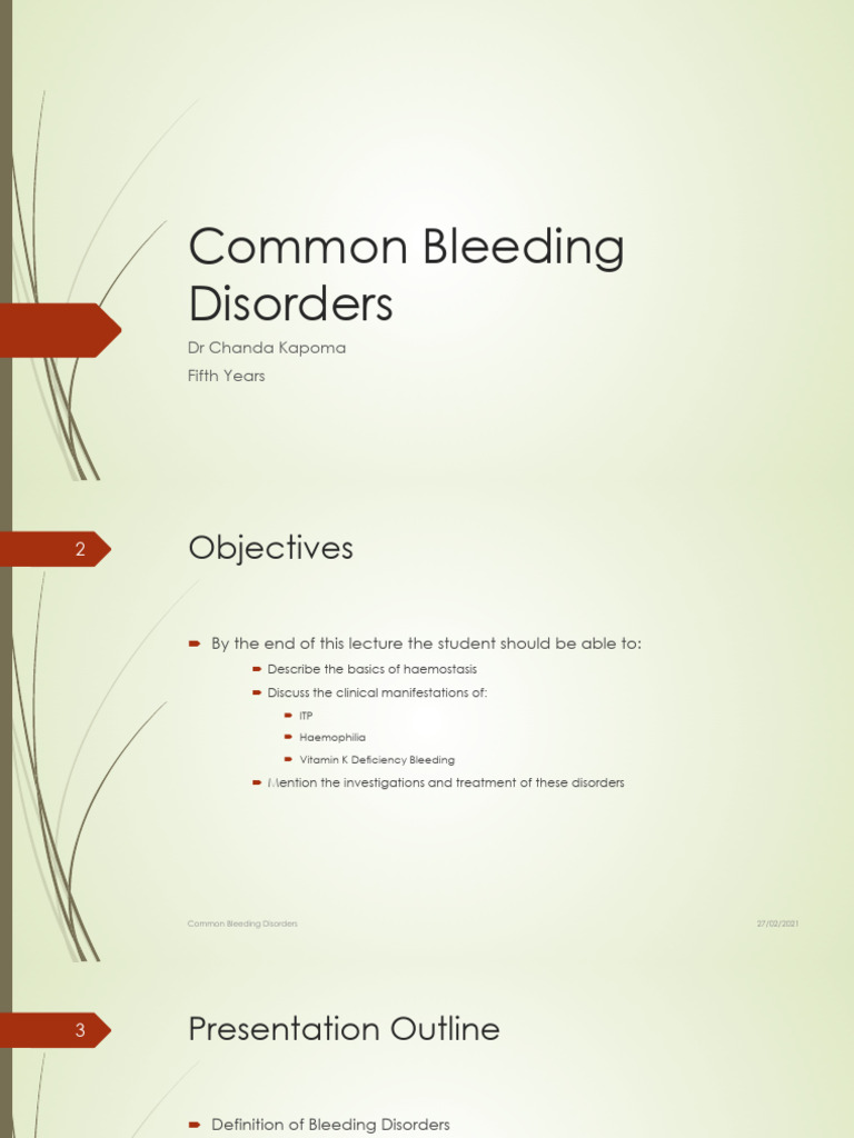 Common Bleeding Disorders | PDF | Coagulation | Bleeding